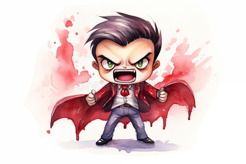 Watercolor of Man Dracula and Angry by Generative AI Stock Illustration ...