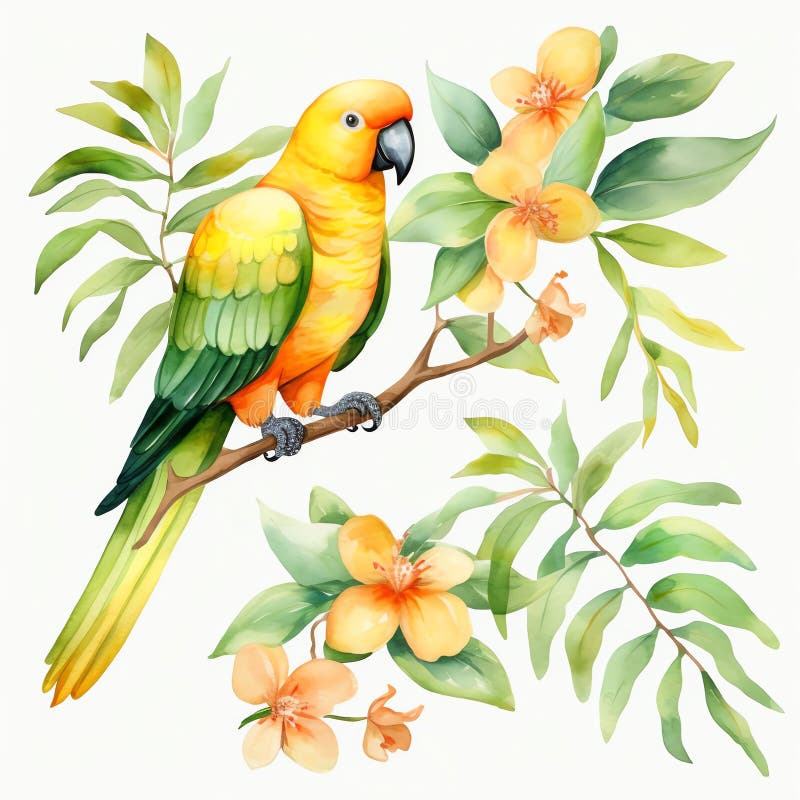 Mango Bird Cottagecore Style Stock Illustrations – 12 Mango Bird ...