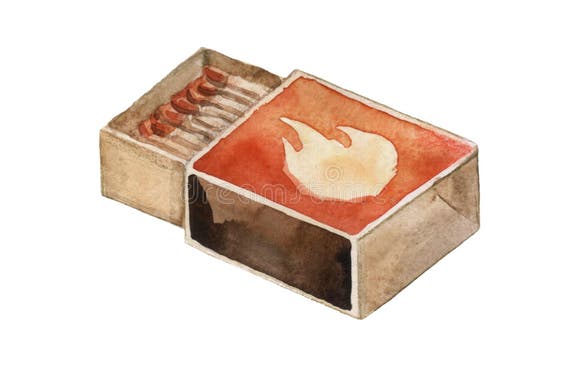 Watercolor Matchbox on a White Background Stock Illustration ...