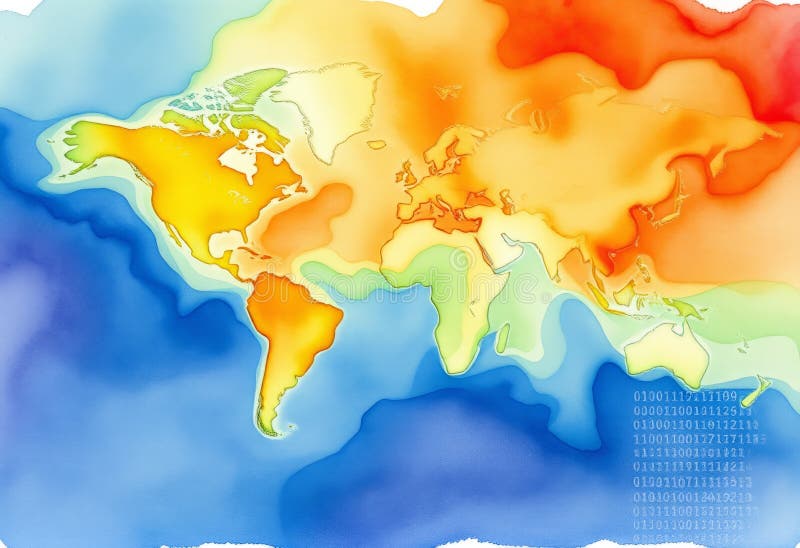 Watercolor Matrix Code Fluid Watercolor Depictions Stock Illustration ...