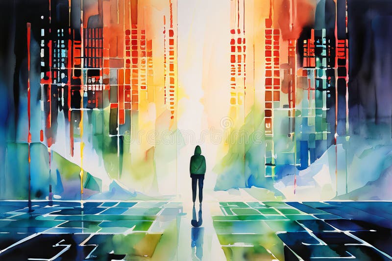 Watercolor Matrix Code Watercolor Paintings of Su Strange Old Stock ...