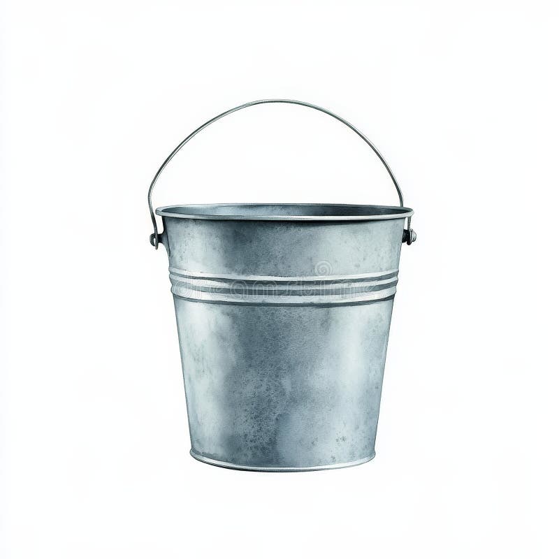 Watercolor Metal Bucket Single, Empty, Rustic, Container Image,bucket ...
