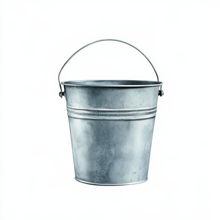 Watercolor Metal Bucket Single, Empty, Rustic, Container Image,bucket ...