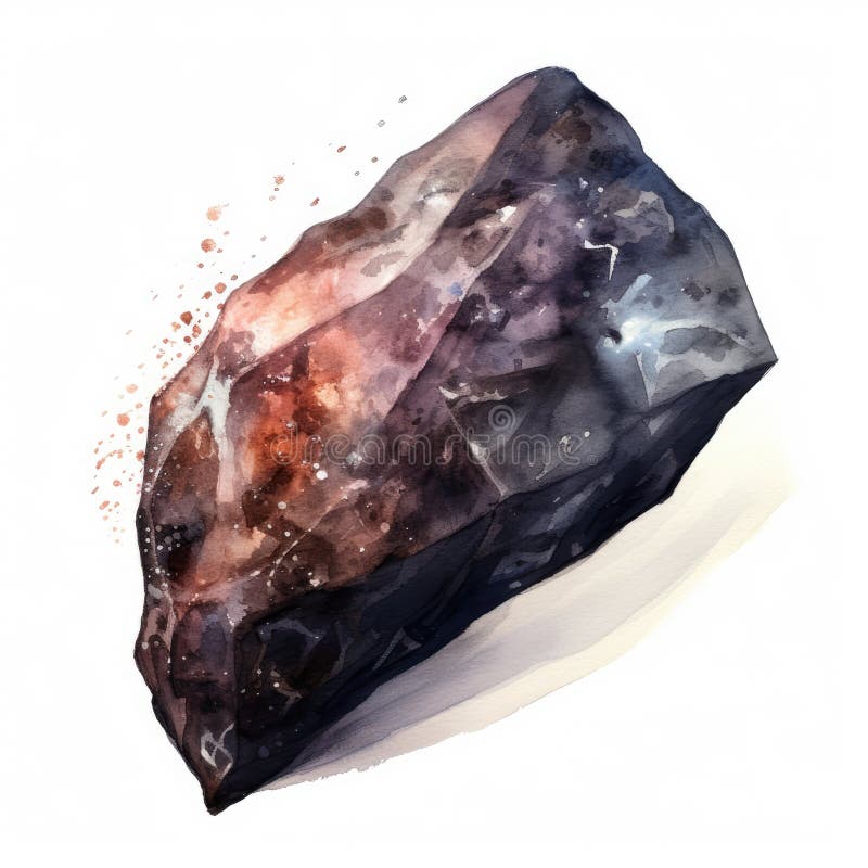 Watercolor Meteorite. Space Comet on White Background Stock ...