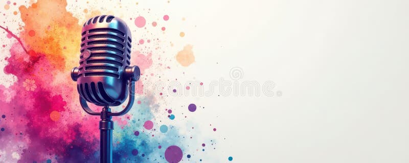 Watercolor Microphone Notepad, Artistic Splatters Vibrant, Creative ...