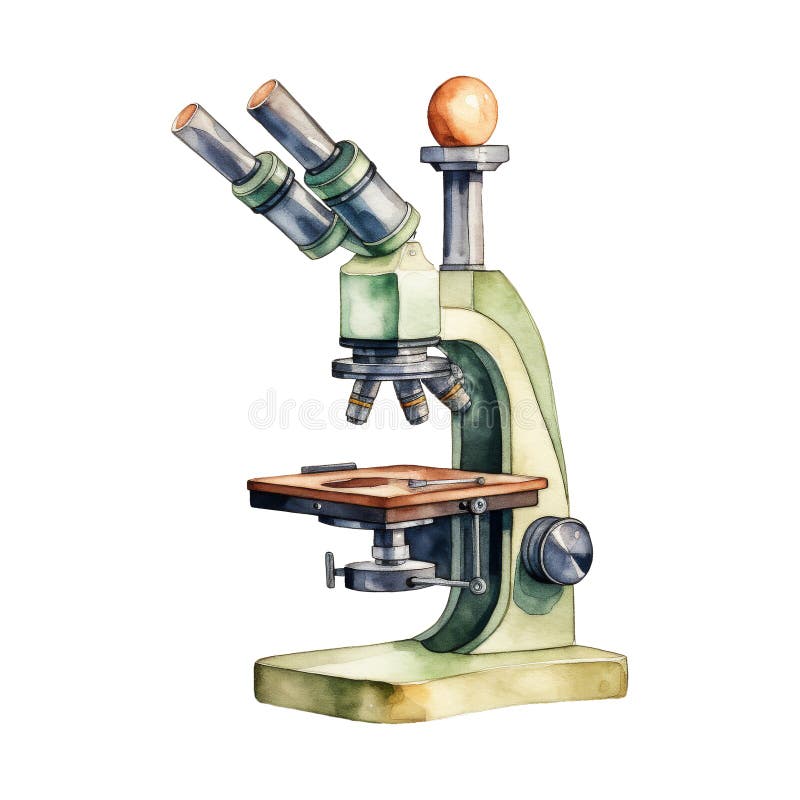 Watercolor Microscopes in Vibrant Colors Stock Photo - Illustration of ...