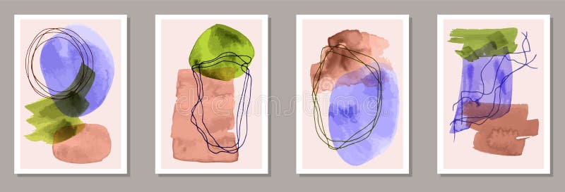 Watercolor Minimalist Canvas Vector Set Stock Vector - Illustration of ...