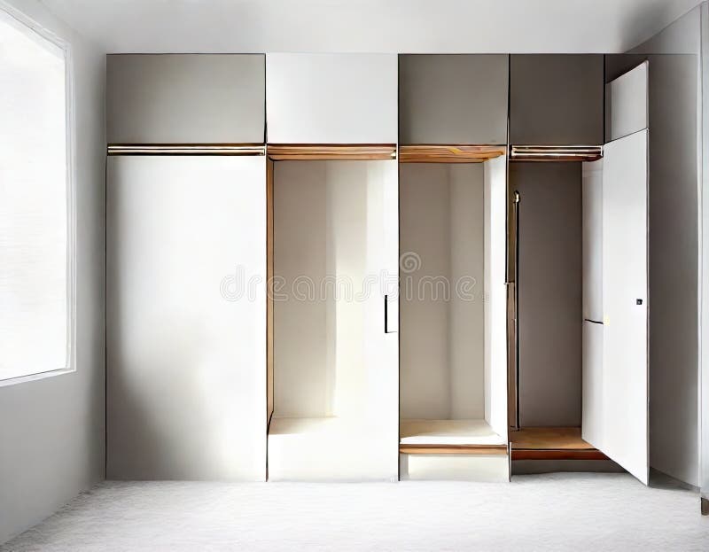 Watercolor of Minimalist Empty Wardrobe in Modern Bedroom Stock ...