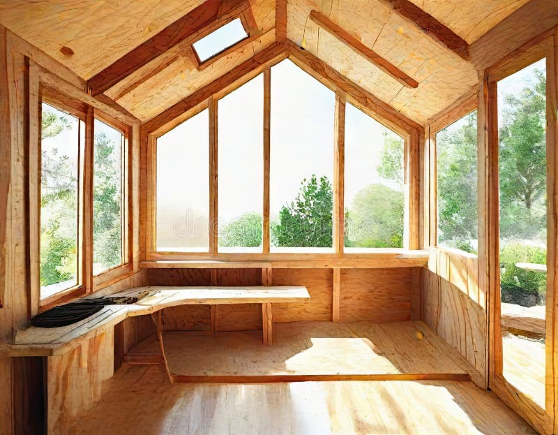 Watercolor of Modern Tiny House Concept Created Using Tools Stock ...