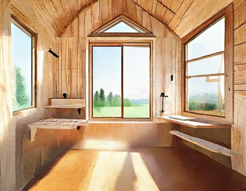 Watercolor of Modern Tiny House Concept Created Using Tools Stock ...