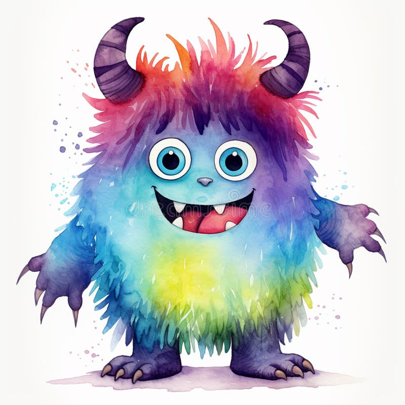 Watercolor Monster Dancing stock illustration. Illustration of humor ...