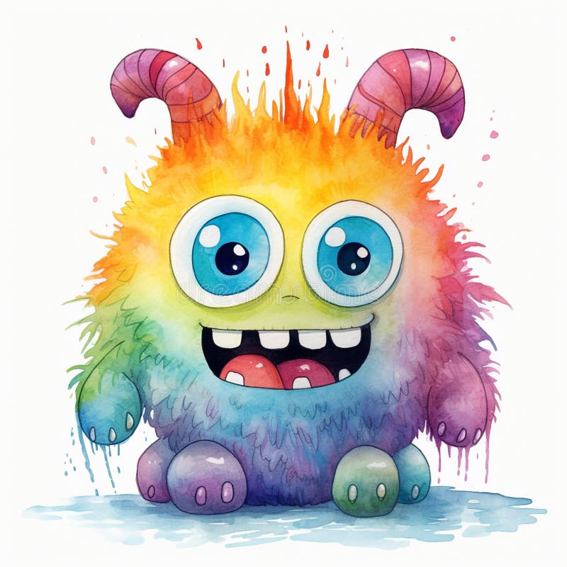Watercolor Monster Dancing stock illustration. Illustration of vector ...