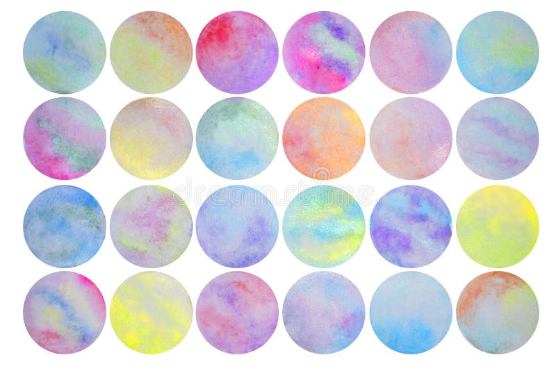 Watercolor Multicolored Paint Circle Texture. Abstract Hand-painted ...
