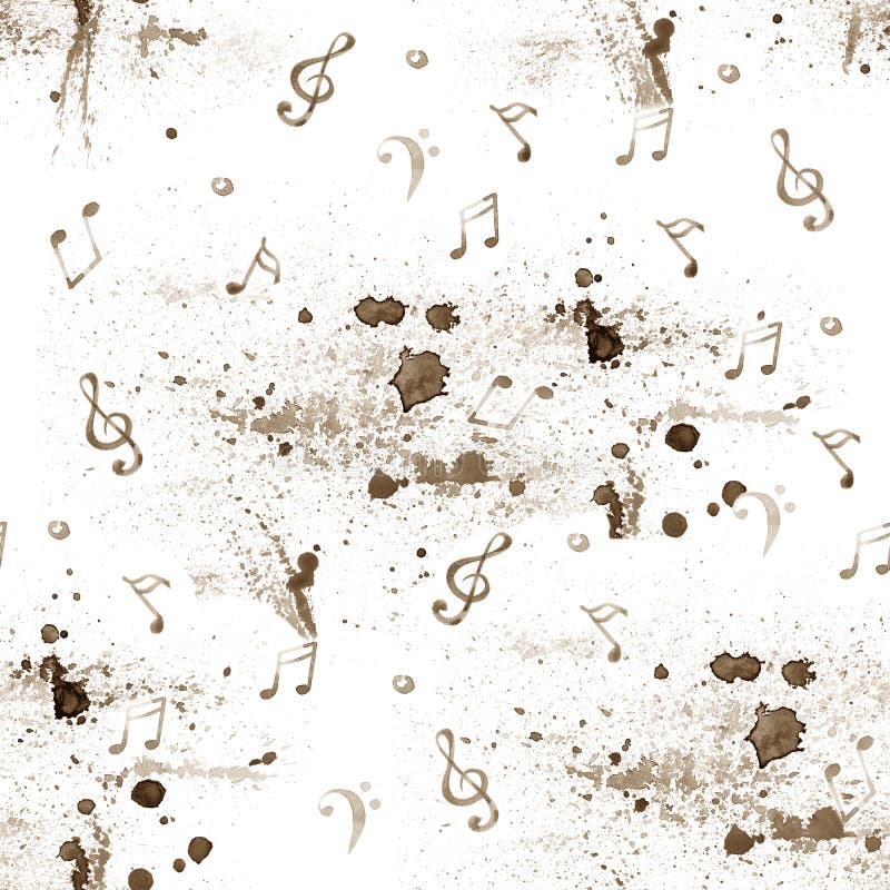 Watercolor Music Notes Pattern on White Stock Illustration ...