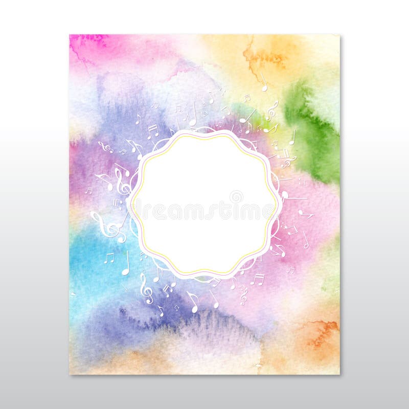 Watercolor Musical Poster with Musical Notes Stock Illustration ...