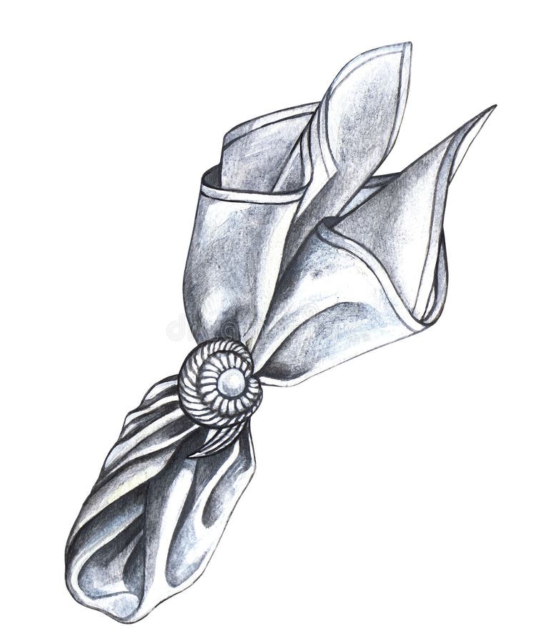 Watercolor Napkin with Decorative Ring for Table Setting. Stock ...