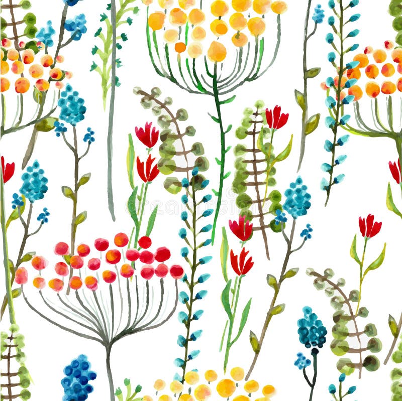 Watercolor Natural Seamless Pattern Stock Vector - Illustration of leaf ...