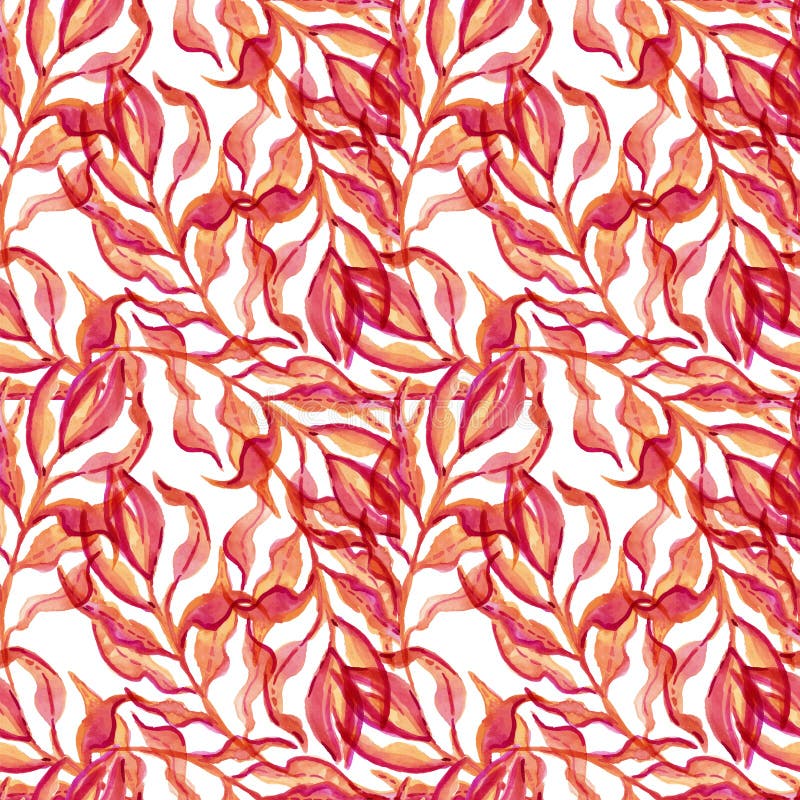 Watercolor Natural Seamless Pattern Stock Vector - Illustration of leaf ...