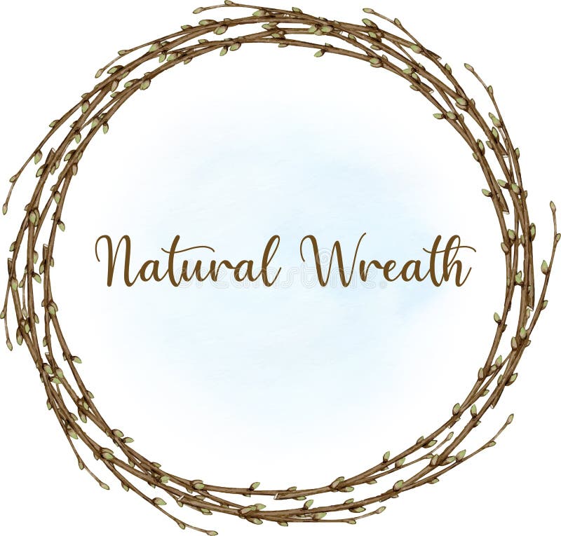 Watercolor Natural Spring Wreath Stock Vector - Illustration of garland ...