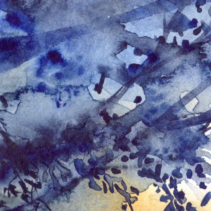 Watercolor Navy Blue Foliage Abstract Texture Background Stock ...