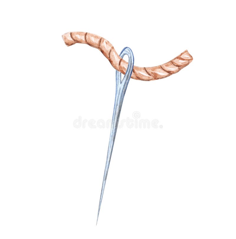 Watercolor Needle with String Isolated on White Stock Illustration ...