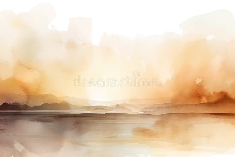 Watercolor Neutral Minimalist Landscape Illustration Stock Illustration ...