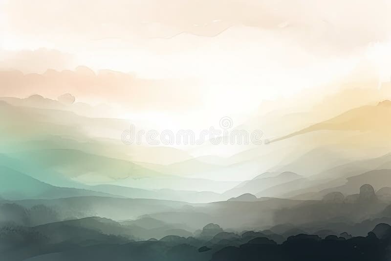Watercolor Neutral Minimalist Landscape Illustration Stock Illustration ...