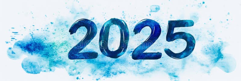 Watercolor 2025 New Year Design Blue Watercolor Splash New Year Future ...