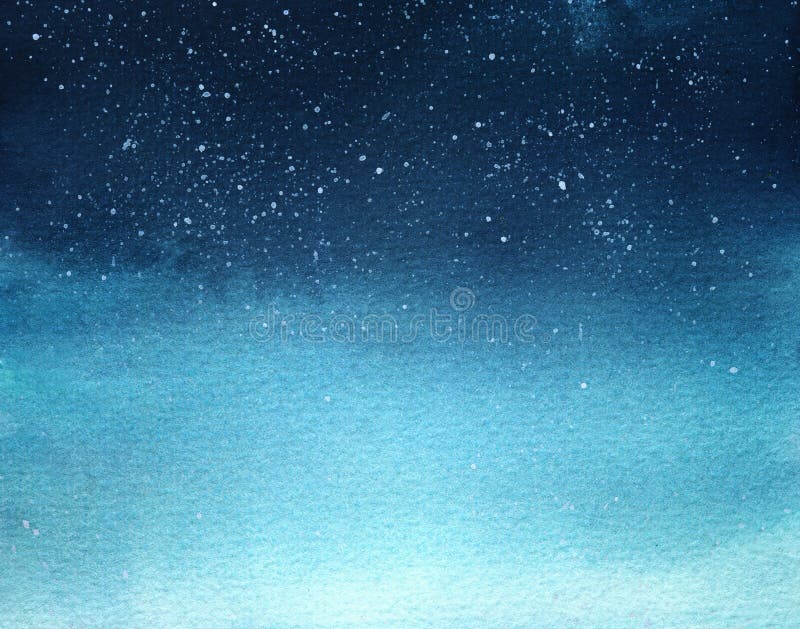 Watercolor Night Starry Sky with Gradient Swash. Hand Drawn ...