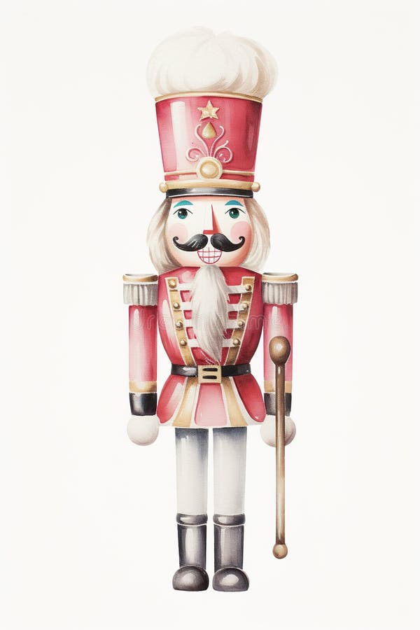 Watercolor Nutcracker on Clean White Background Stock Illustration ...