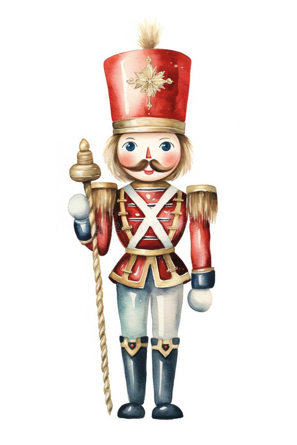 Watercolor Nutcracker on Clean White Background Stock Illustration ...
