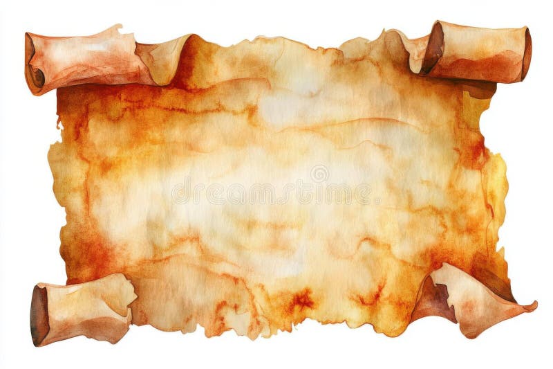 Watercolor Old Scroll Paper for Your Message and Vintage Theme Stock ...