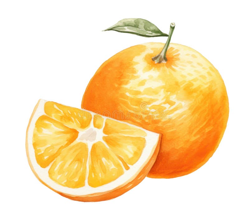 Watercolor Orange Drawing on Transparent Background in PNG Format ...