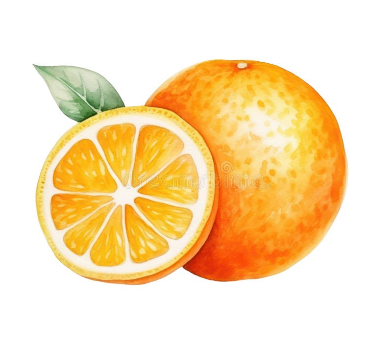 Watercolor Orange Drawing on Transparent Background in PNG Format ...