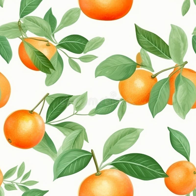 Watercolor Orange Seamless Pattern Vibrant Banner Wallpaper Stock ...