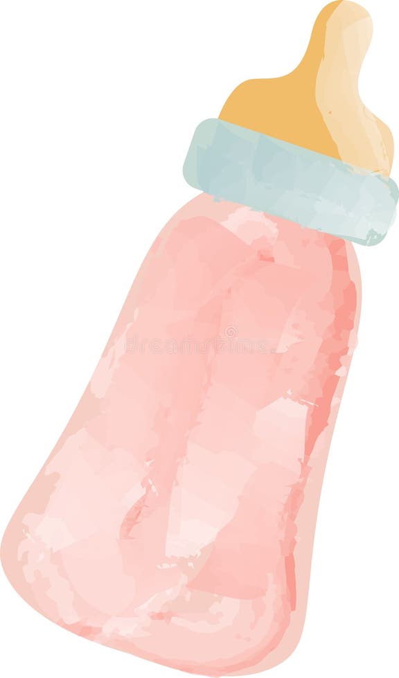 Watercolor Pacifier Bottle stock illustration. Illustration of nursery ...