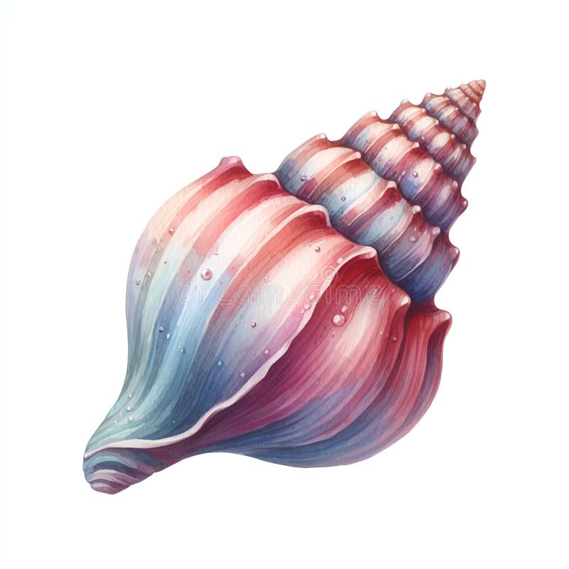 Watercolor Paint Ocean Shell with Pearl Illustration Stock Photo ...