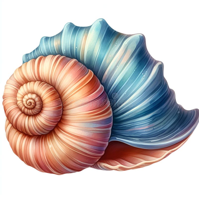 Watercolor Paint Ocean Shell with Pearl Illustration Stock Illustration ...