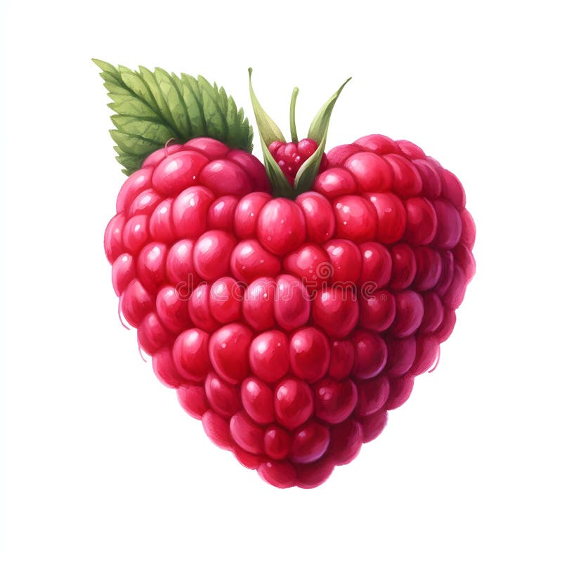 Watercolor Paint Raspberry Heart Shape on White Love Symbol Stock ...