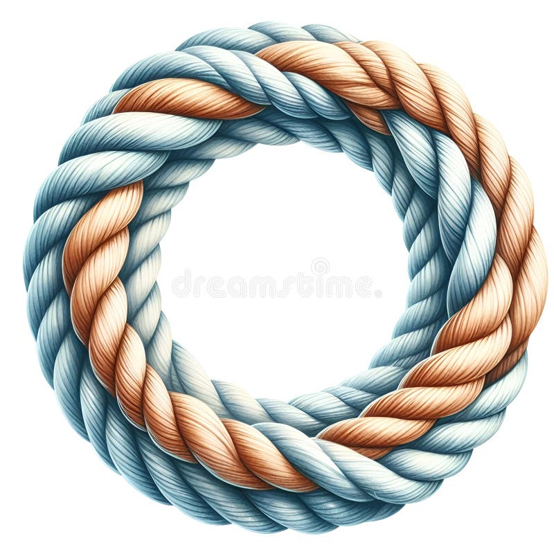 Watercolor Paint Style Round Rope Frame Border Illustration Stock ...