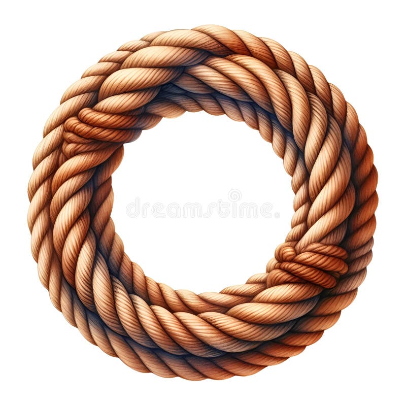Watercolor Paint Style Round Rope Frame Border Illustration Stock ...