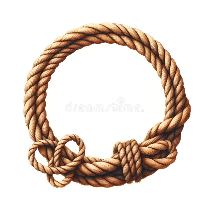 Watercolor Paint Style Round Rope Frame Border Illustration Stock ...
