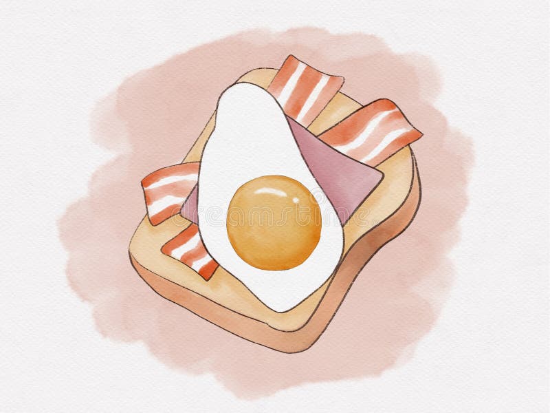 Breakfast in Toast with Eggs and Bacon. Hand Draw Sketch Vector Stock ...