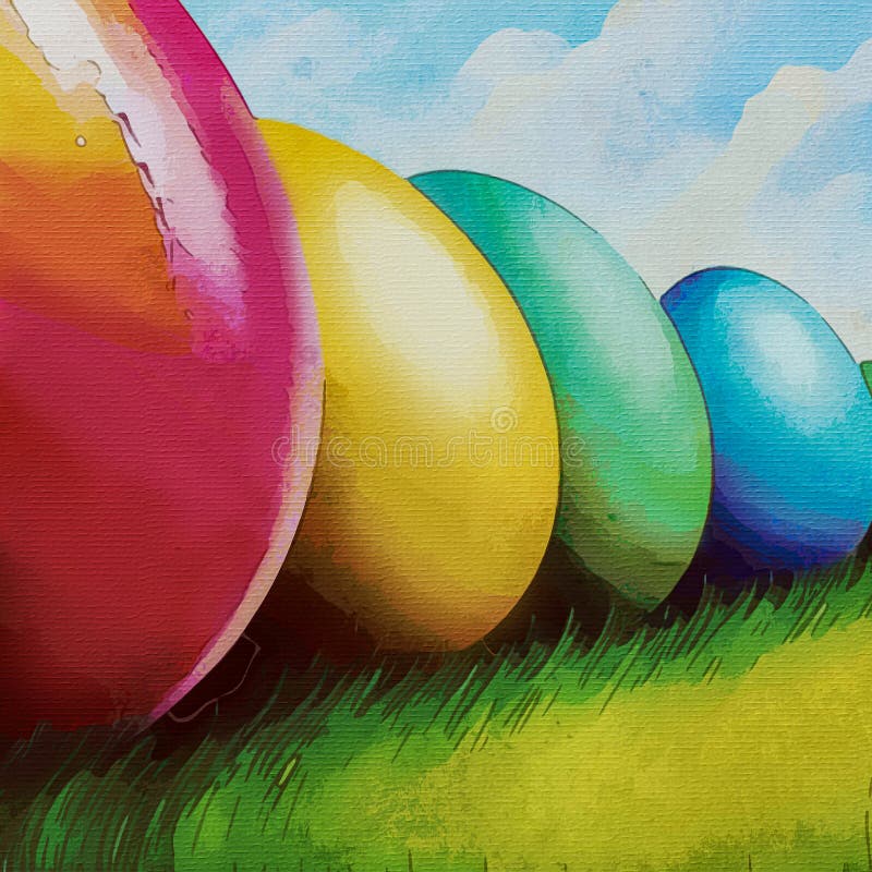 Watercolor Painted on Canvas. Easter Card Design Stock Illustration ...