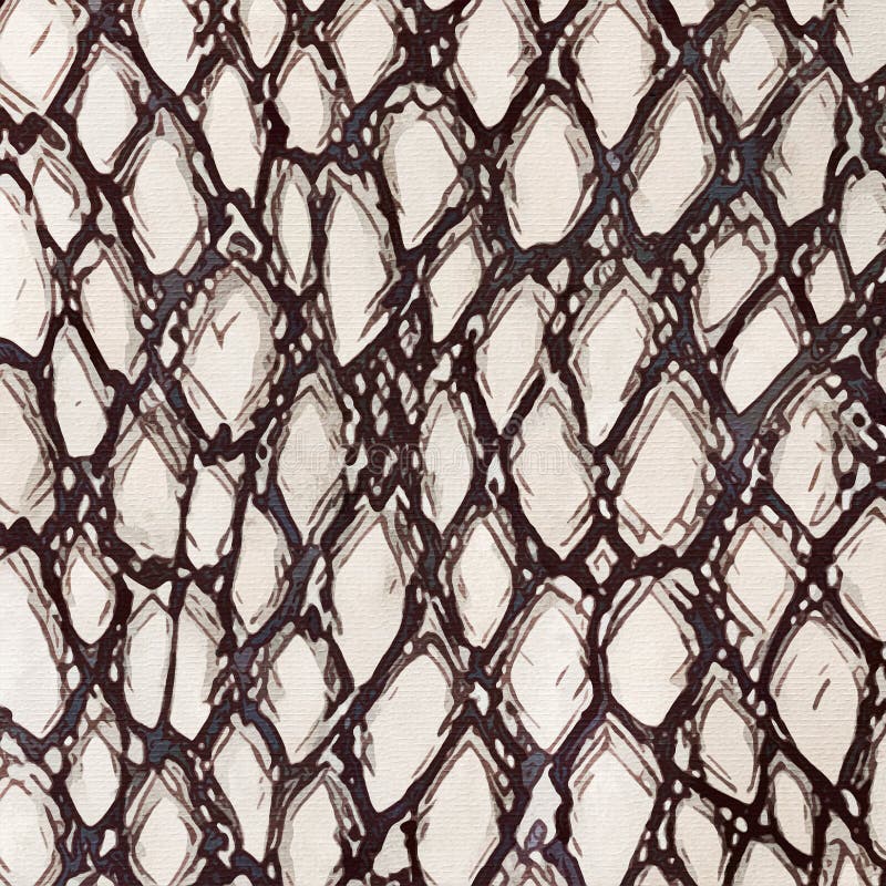 Watercolor Painted on Canvas. Snakeskin Pattern Stock Illustration ...