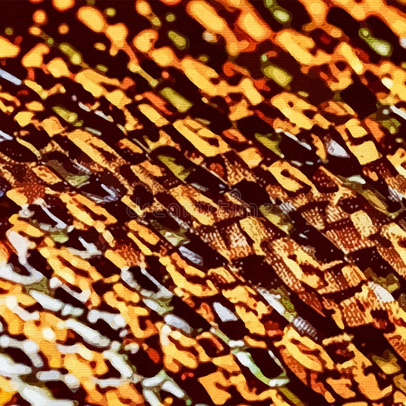 Watercolor Painted on Canvas. Snakeskin Pattern Stock Illustration ...