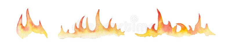 Watercolor Painted Fire Elements Collection Stock Illustration ...