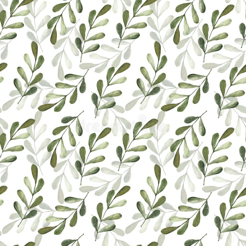 Watercolor Painted Leaves. Seamless Pattern Fill Stock Illustration ...