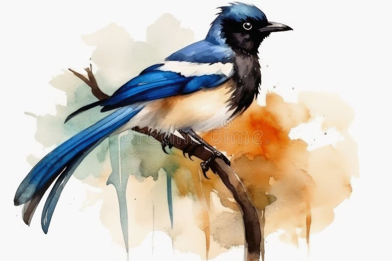 Magpie Watercolour Stock Illustrations – 31 Magpie Watercolour Stock ...