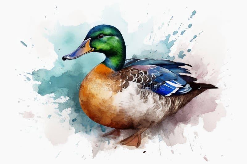 Wild Duck Mallard Watercolor Illustration Stock Illustrations – 110 ...